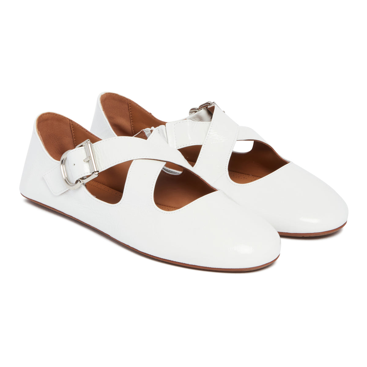 White Criss Cross Ballet Flats | ALAIA - Antonia