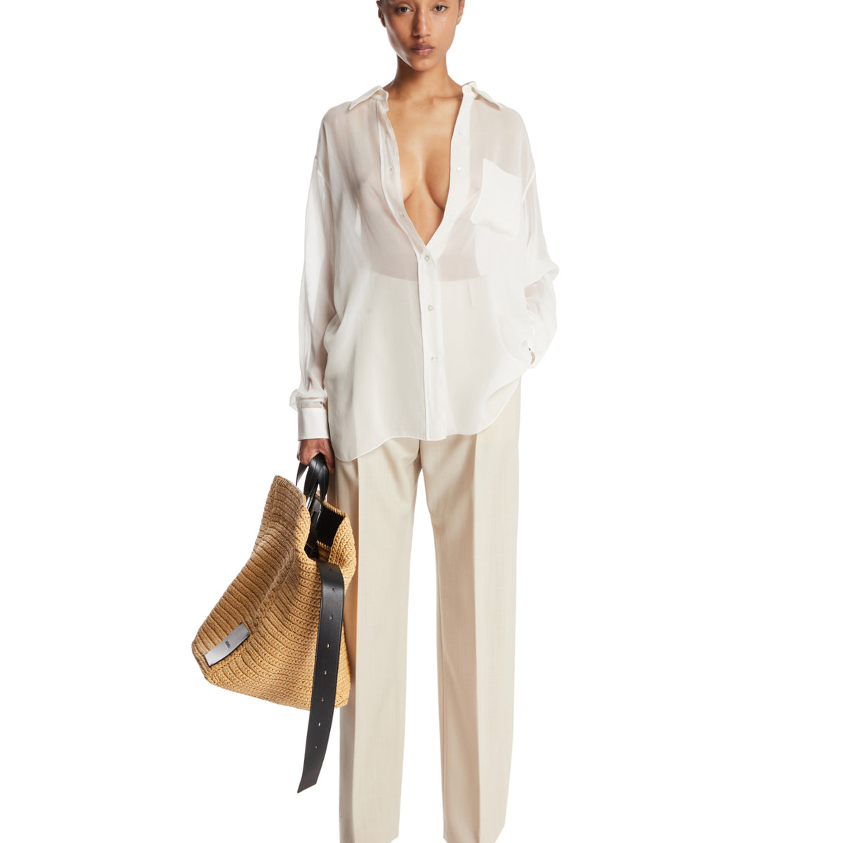 White Nesson Cupro Shirt | THE ROW - Antonia