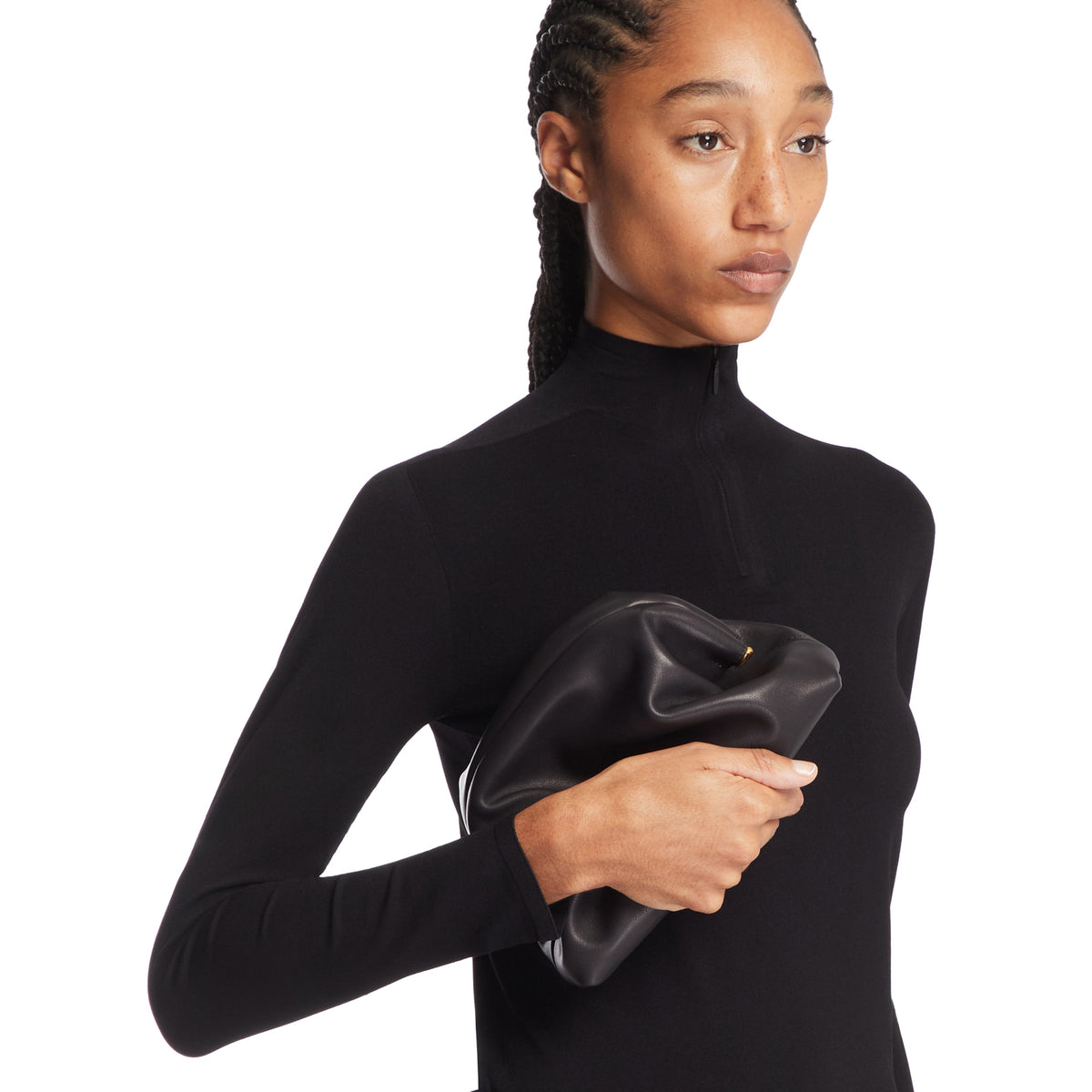 Black Mira Leather Clutch | THE ROW - Antonia